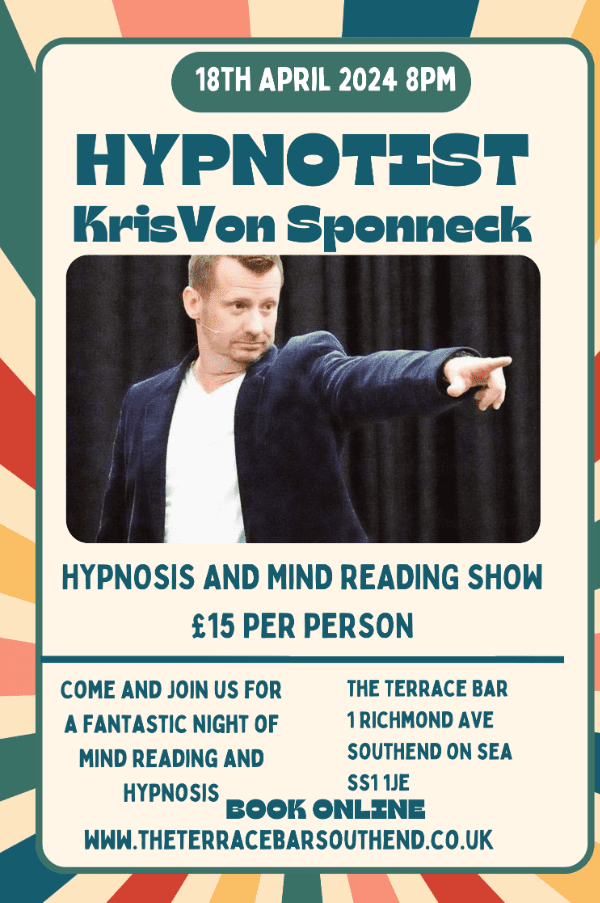 Hypnotist Kris Von Sponneck at The Terrace Bar & Restaurant event ...