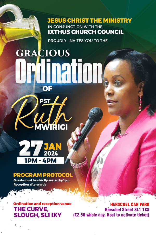 ORDINATION OF PASTOR RUTH MWIRIGI at The Curve, Slough event tickets ...