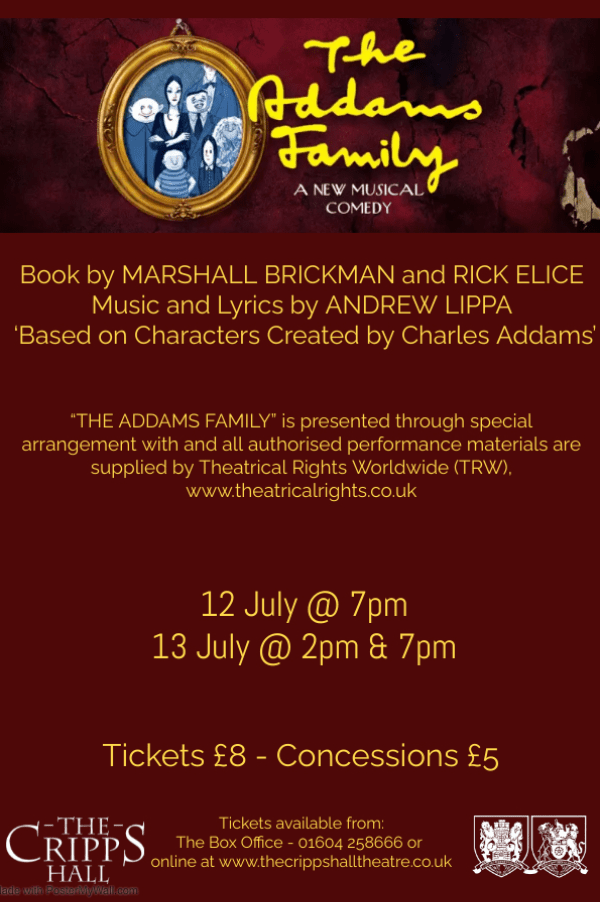 NSB - Addams Family at The Cripps Hall Theatre event tickets from ...