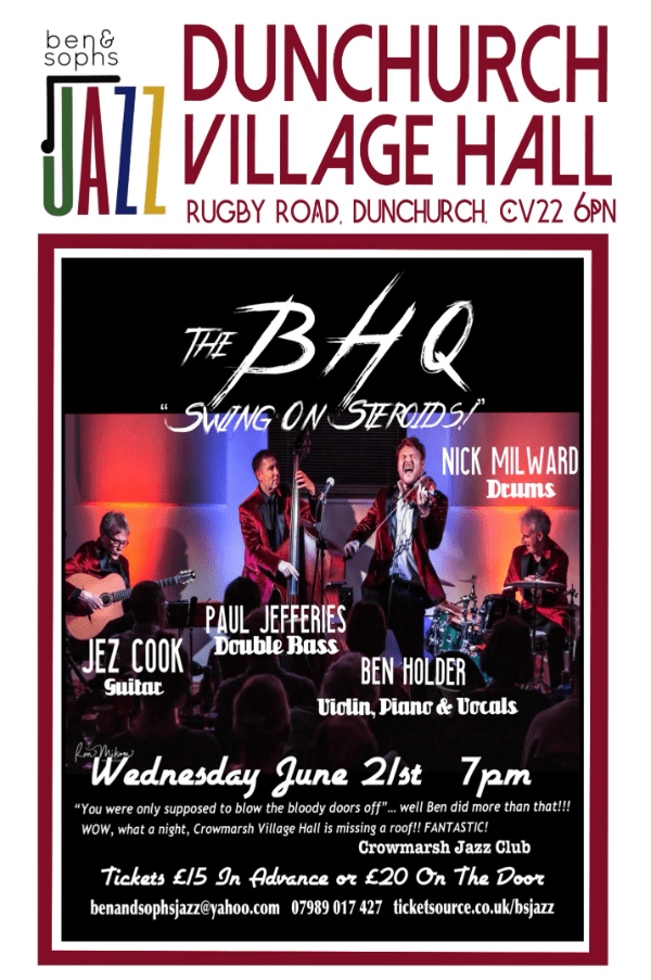 Ben & Soph's Jazz @ Dunchurch Village Hall - JUNE 2023 at Dunchurch ...