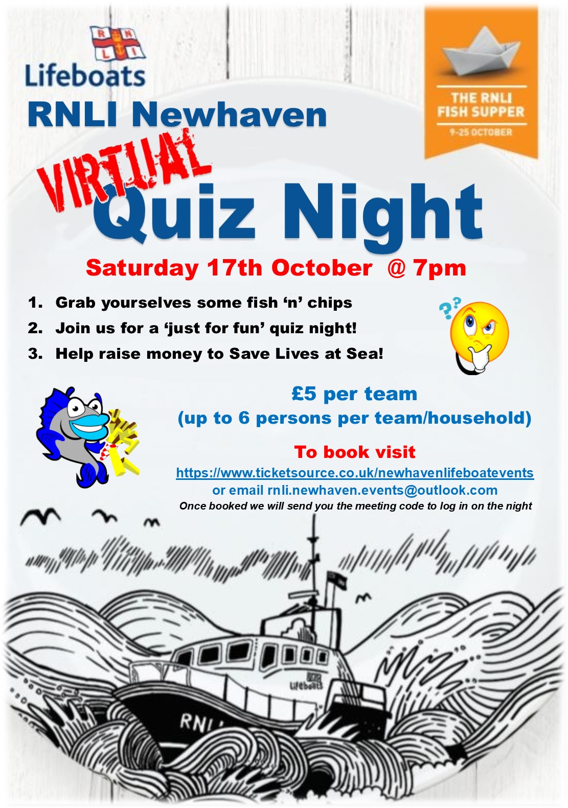 Lifeboat Virtual Quiz night at Online event tickets from TicketSource
