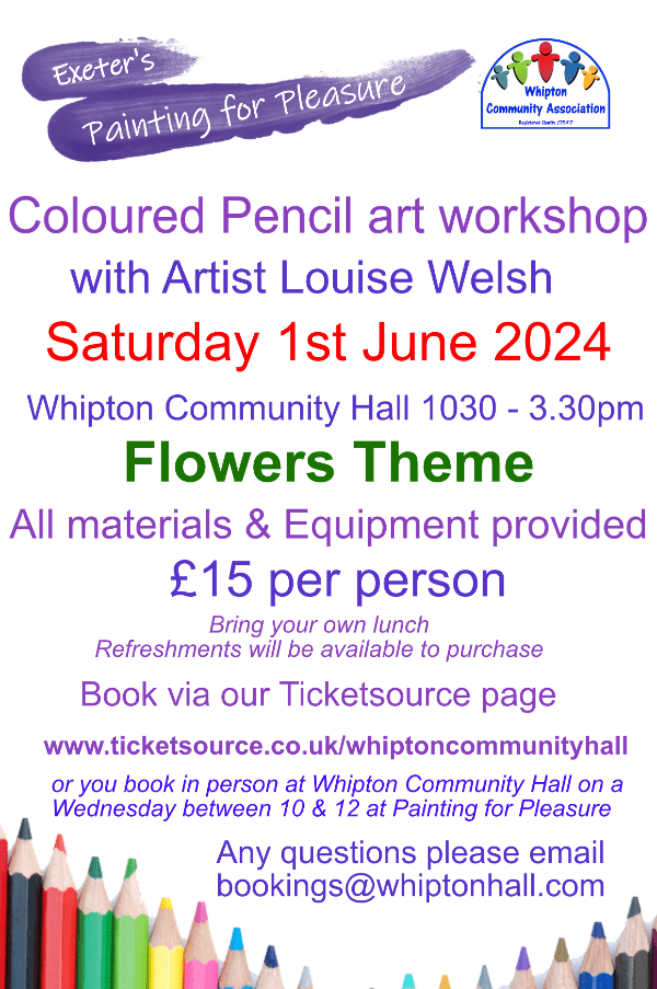 Coloured pencil 'flowers' workshop with Louise Welsh at Whipton ...