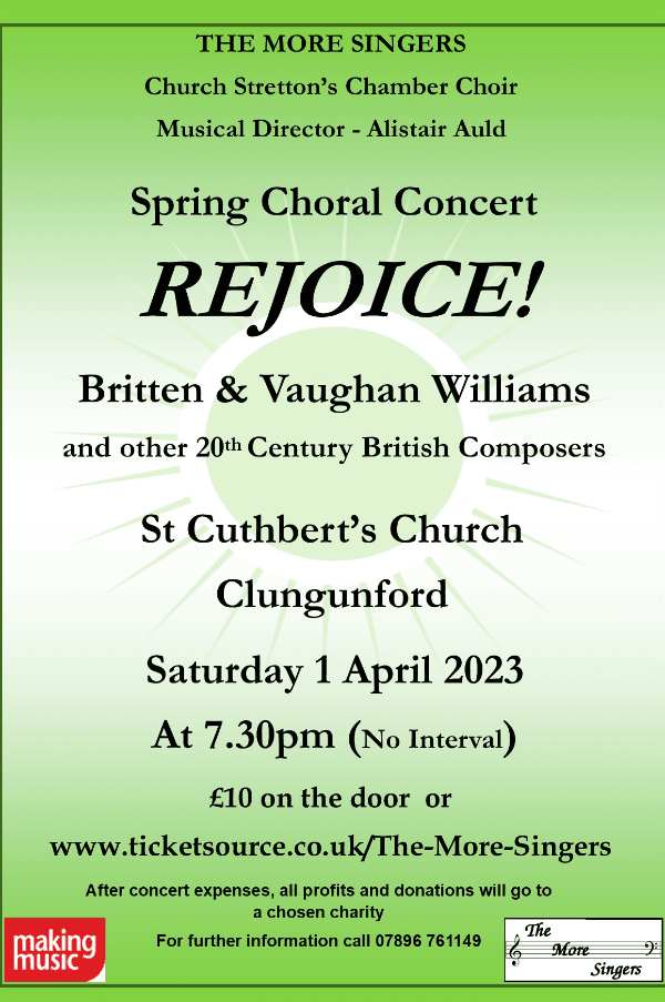 REJOICE - The More Singers Spring Choral Concert at St Cuthbert's ...