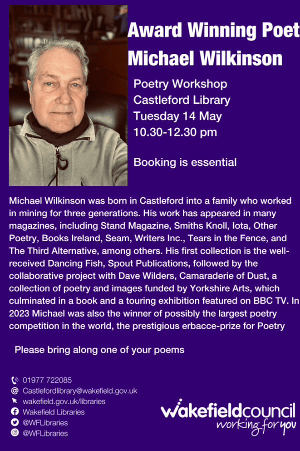 Michael Wilkinson - Poet Visit- Cancelled at Castleford Library event ...