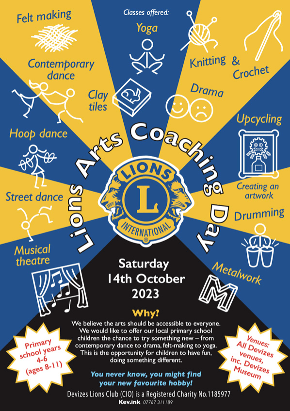 Devizes Lions Club Arts Coaching Day Saturday 14 October 2023 at ...