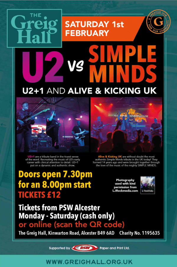 U2 vs Simple Minds at The Greig Hall event tickets from TicketSource