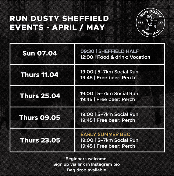 Run Dusty Sheffield x Perch Fortnightly Social Runs at Perch Brewhouse ...